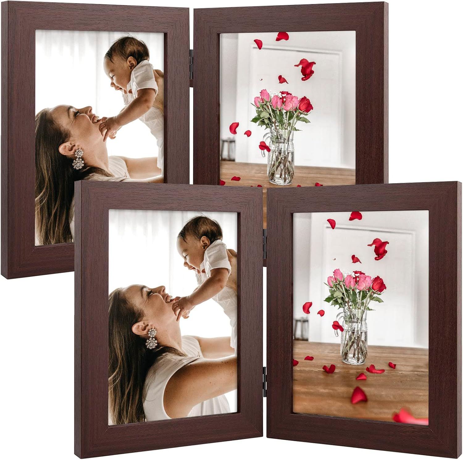 Amazon.com - Frametory, 5x7 Double Picture Frame Hinged 2 Photos Frame ...