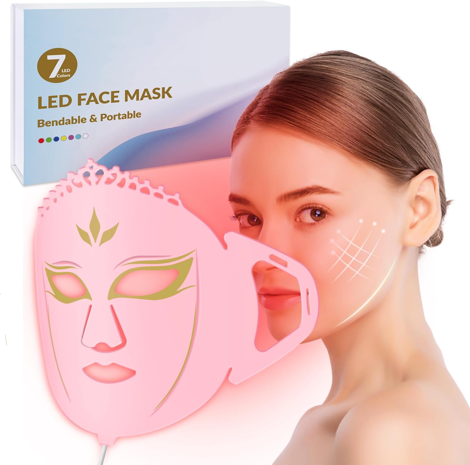 Amazon.com : NEWKEY Red Light Therapy Mask for Face,7 Colors LED Face ...