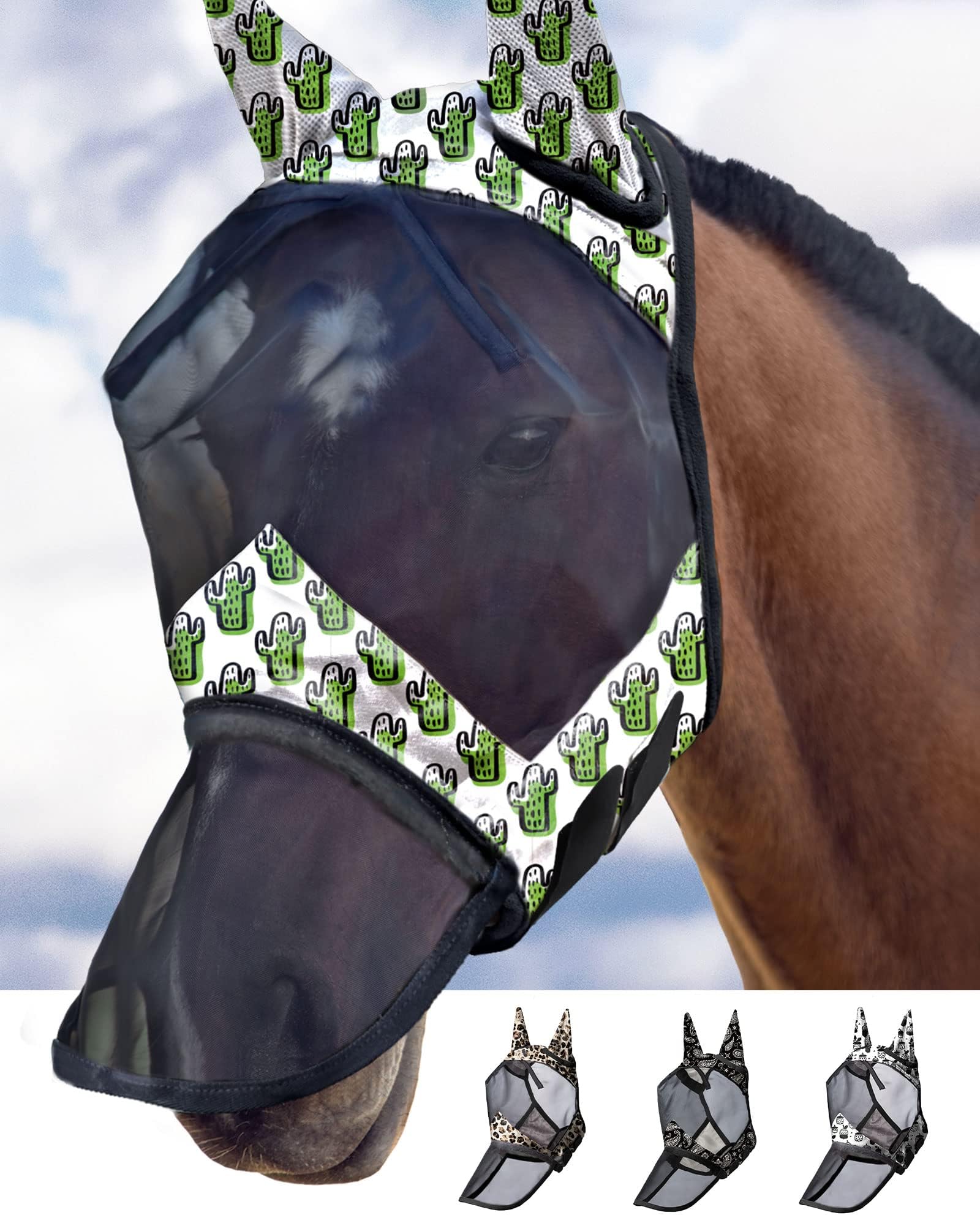 Amazon.com: Harrison Howard LumiVista Horse Fly Mask Long Nose with ...