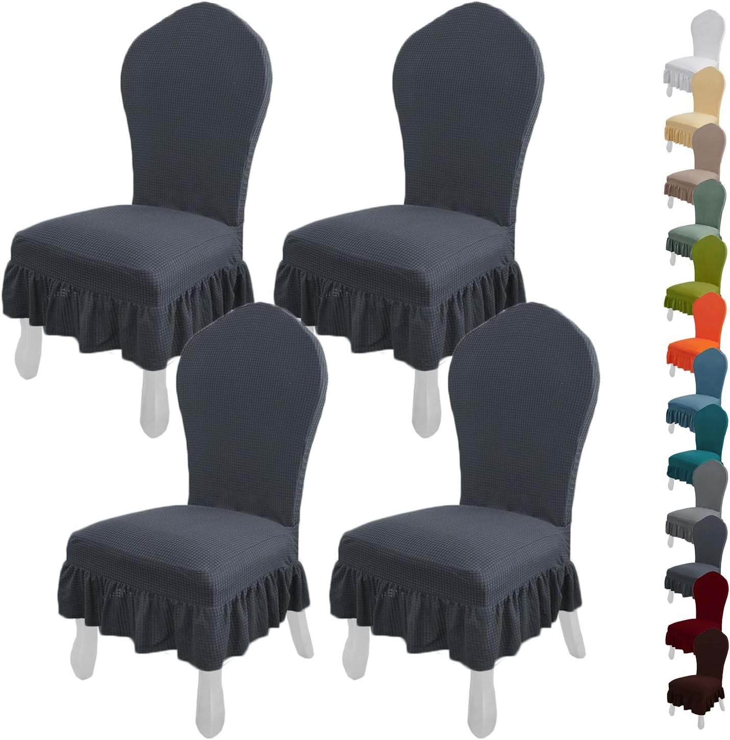 Amazon.com: KCCRHIN Curved Back Dining Chair Cover Stretch Round Back ...