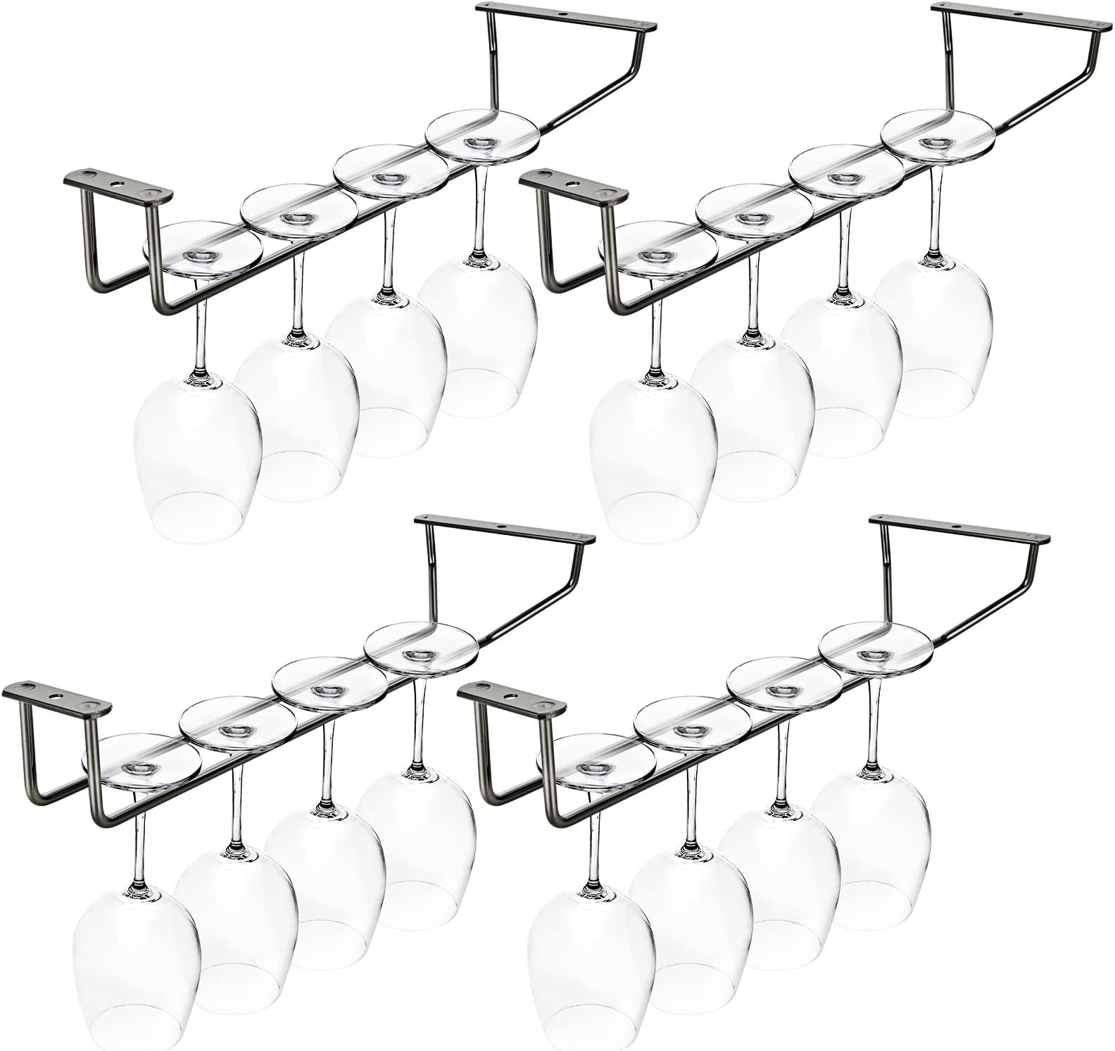 FWEEK 4 Pack Wine Glass Rack, 13.7" Metal Hanging Wine Glass Holder ...