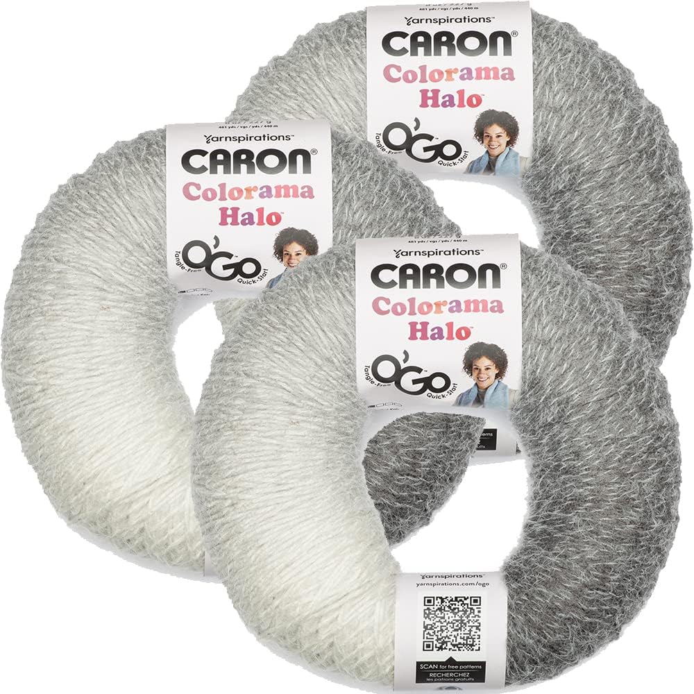 Amazon.com: Caron COLORAMA Halo O'GO Yarn - 3 Pack of 226g/8oz ...