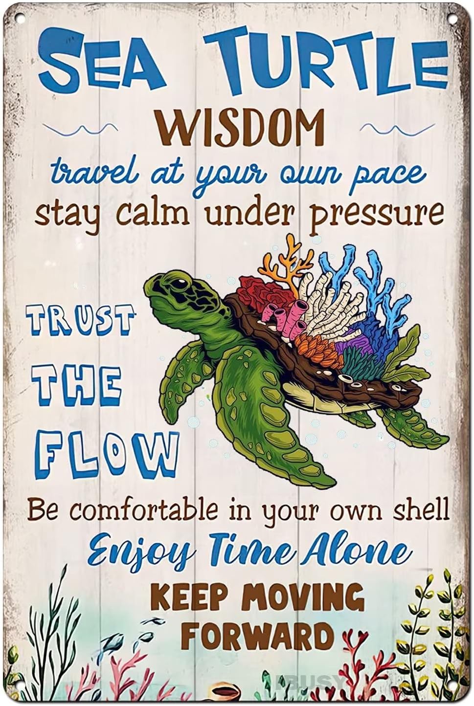 Amazon.com: Ibusy Funny Vintage Sea Turtle Wisdom Tin Signs ...