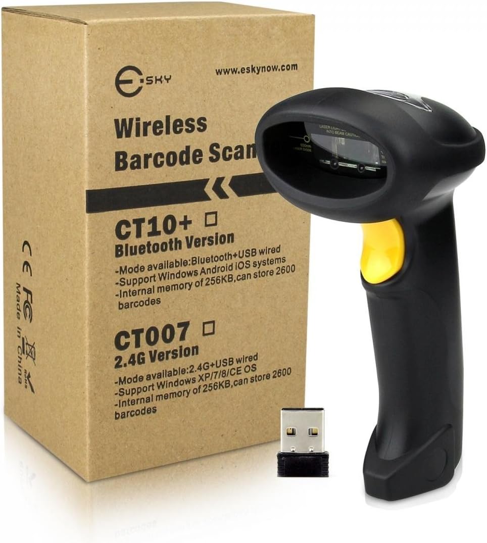 Esky 2.4G Wireless Handheld Barcode Scanner Barcode Reader for Windows ...