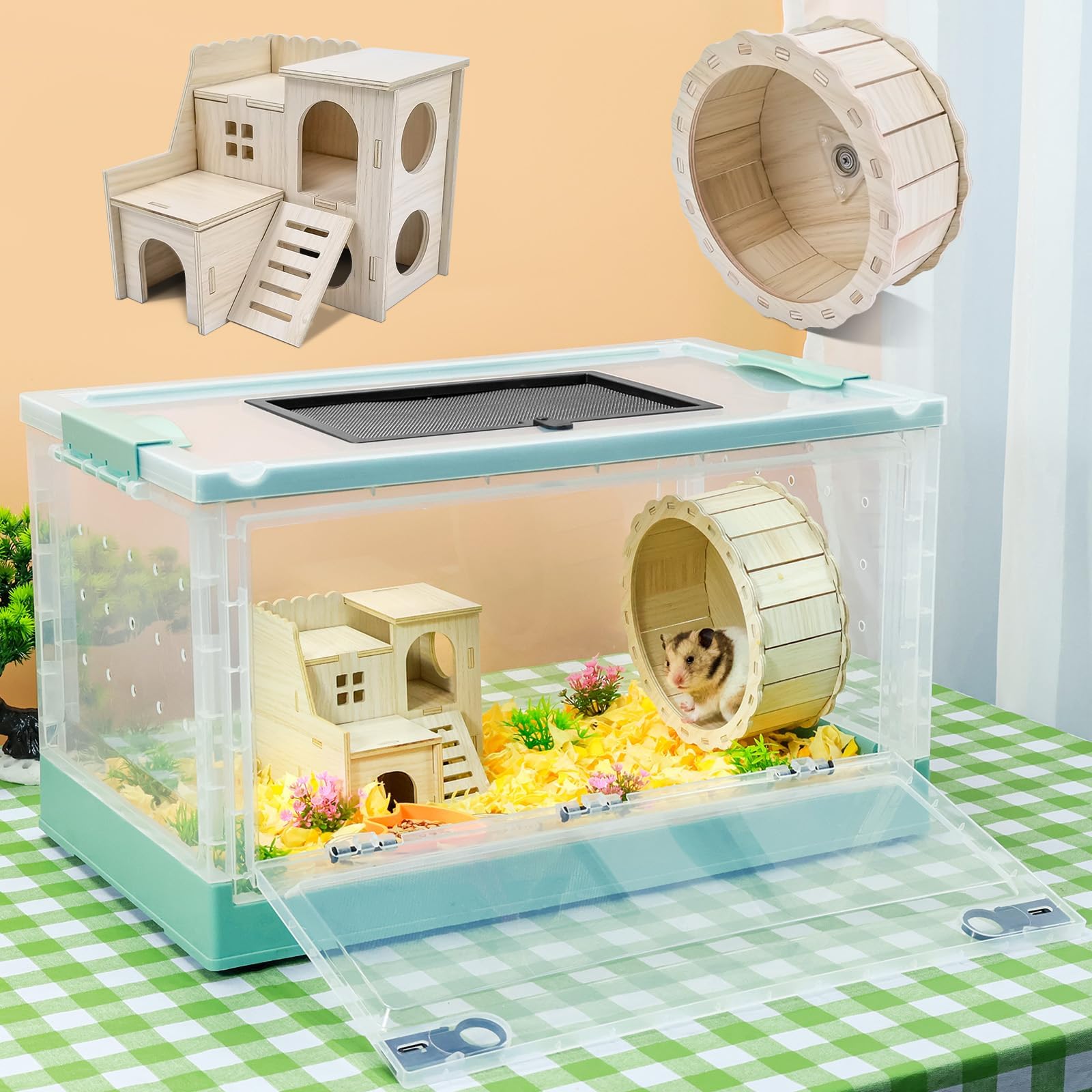 Amazon.com : Wedoelsim Portable and Foldable Hamster Cages with Wheels ...