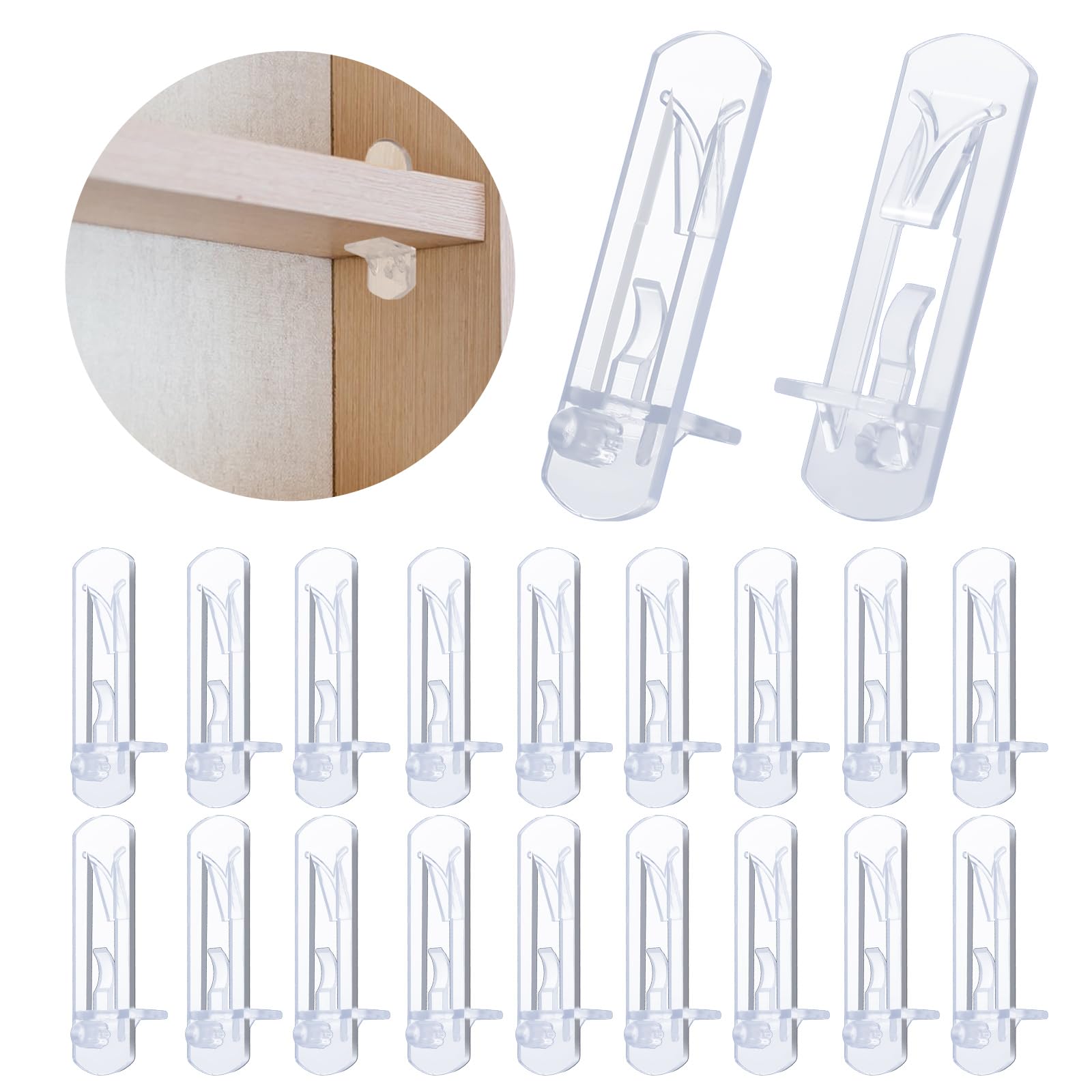 TIESOME 20 Pcs Plastic Locking Shelf Support Pegs, Cabinet Shelf Clips ...