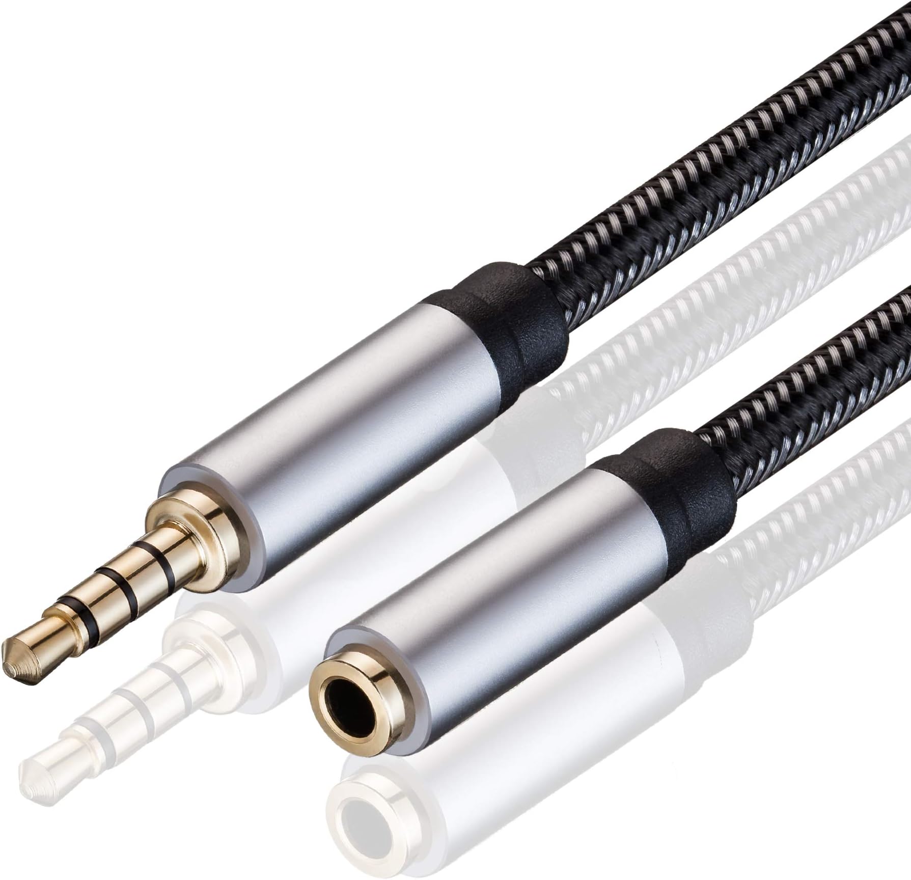 Audio Mic Extension Cable 0.5M,3.5mm Aux Headphone Extender 4-Pole Jack ...