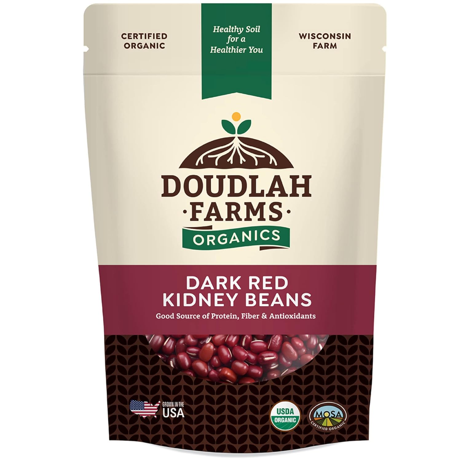 Amazon.com : Organic Dried Dark Red Kidney Beans 1lb Bulk by Doudlah ...