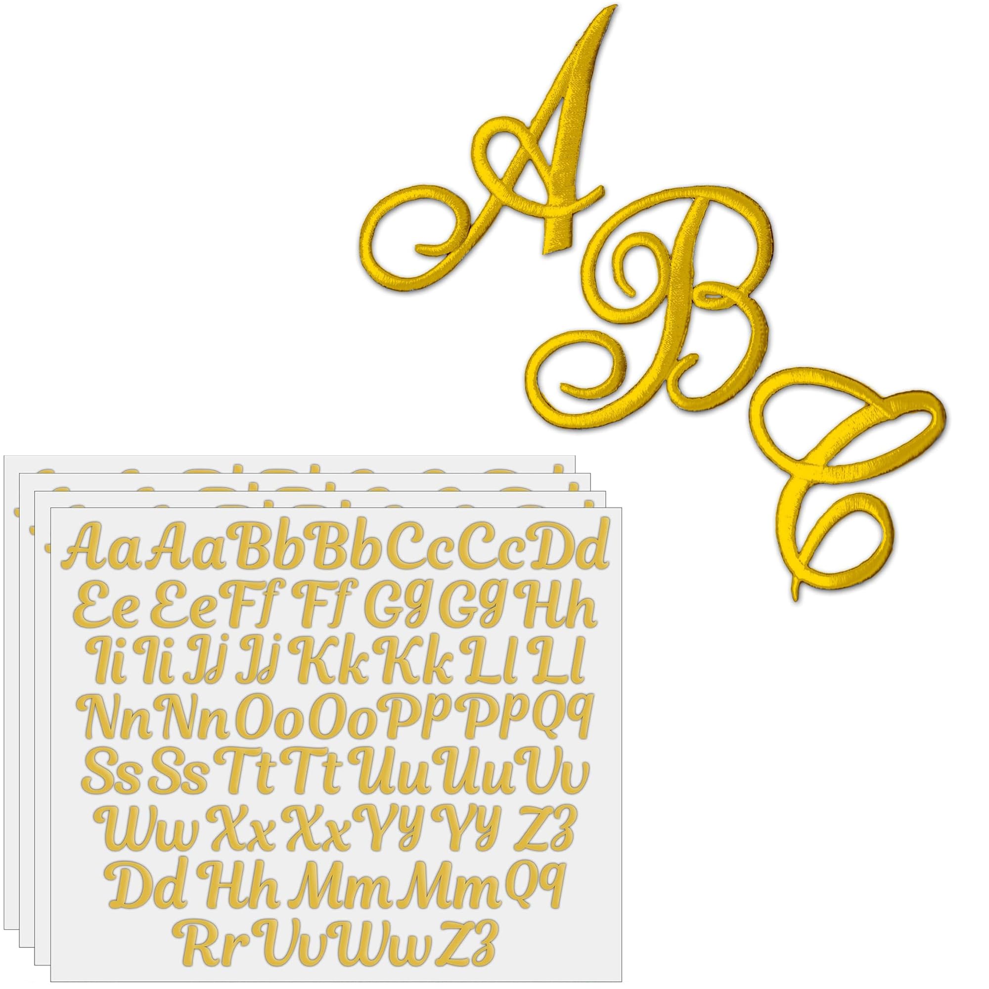 Amazon.com: Gold Iron On Embroidered Letters & Transfer Letters ...