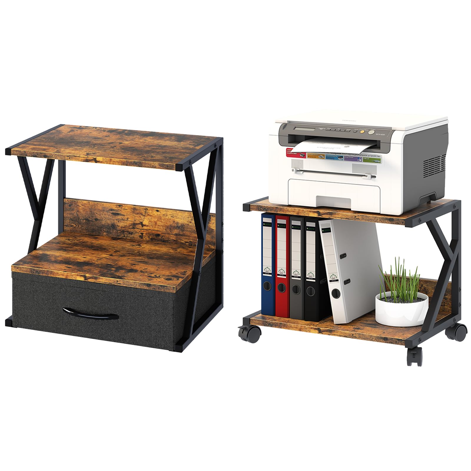 Amazon.com: aboxoo Printer Stand with Drawer & 2-Tier Printer Stand ...