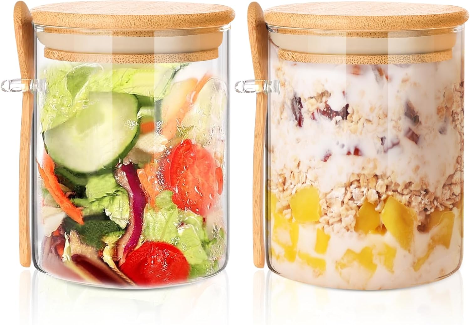 Amazon.com: 2 Pack 25oz Large Overnight Oats Containers with Lids ...