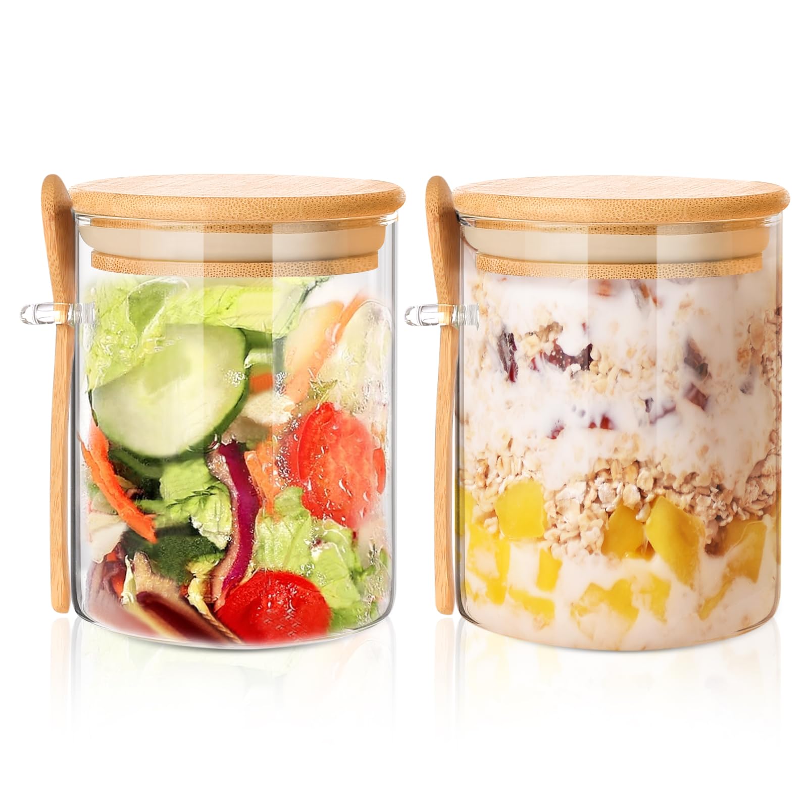 Amazon.com: 2 Pack 25oz Large Overnight Oats Containers with Lids ...