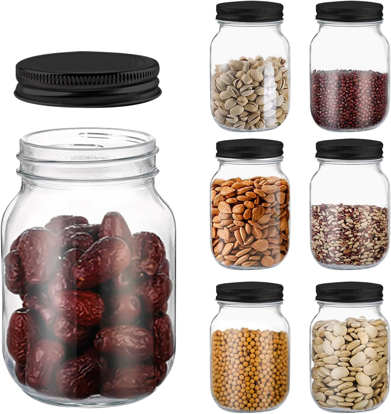 Amazon.com: zmybcpack 12 Pack 16 Oz Clear Plastic Mason Jars with Seal ...