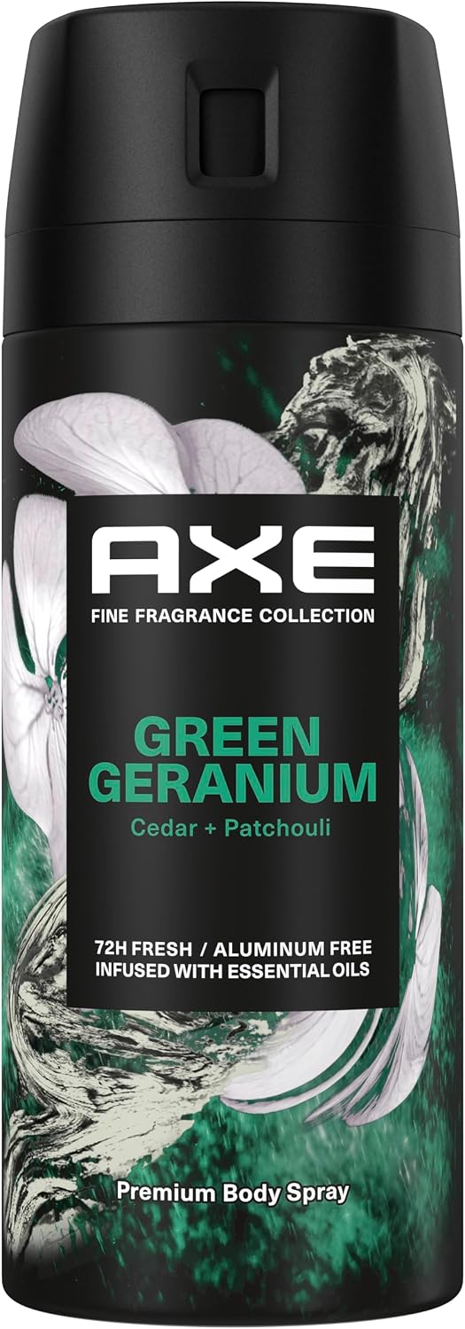 AXE Fine Fragrance Collection Premium Body Spray for Men Green Geranium ...