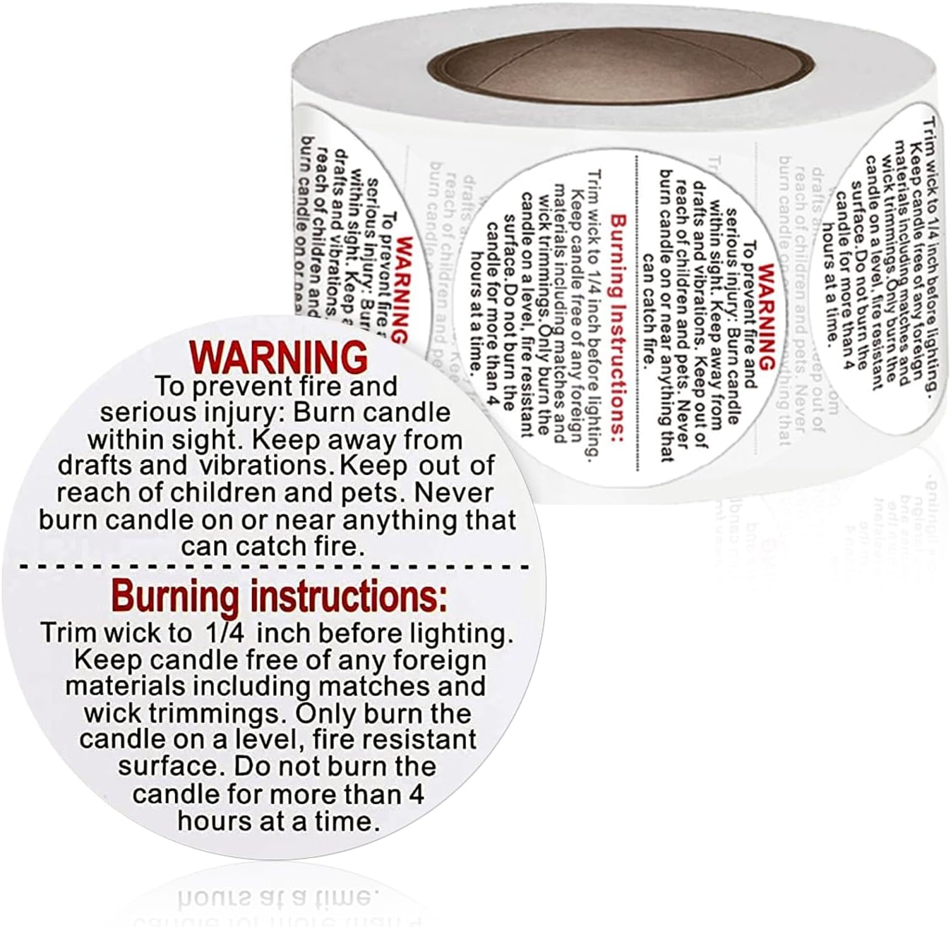 Luckious 500 Pieces White Candle Warning Labels - Circular Warning ...