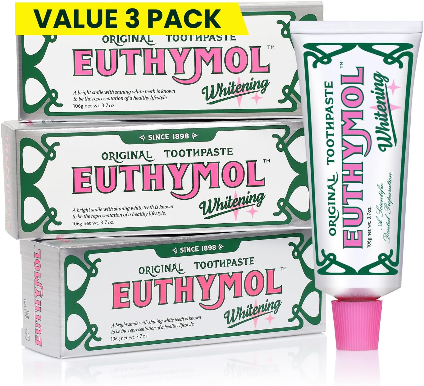 Amazon.com : EUTHYMOL Whitening Toothpaste (3.7fl oz*3, Pack of 3 ...