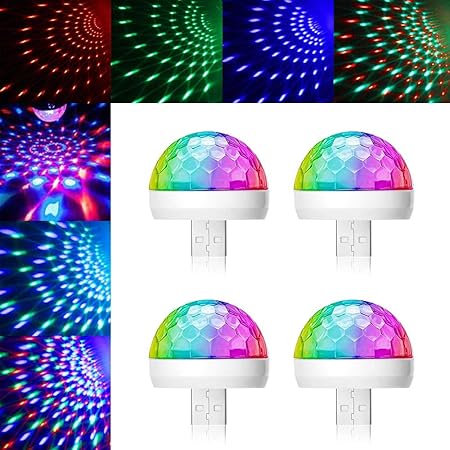 USB Mini Disco Light,Multi Colors LED Car Atmosphere Light,Sound Activated Magic Strobe Party ...