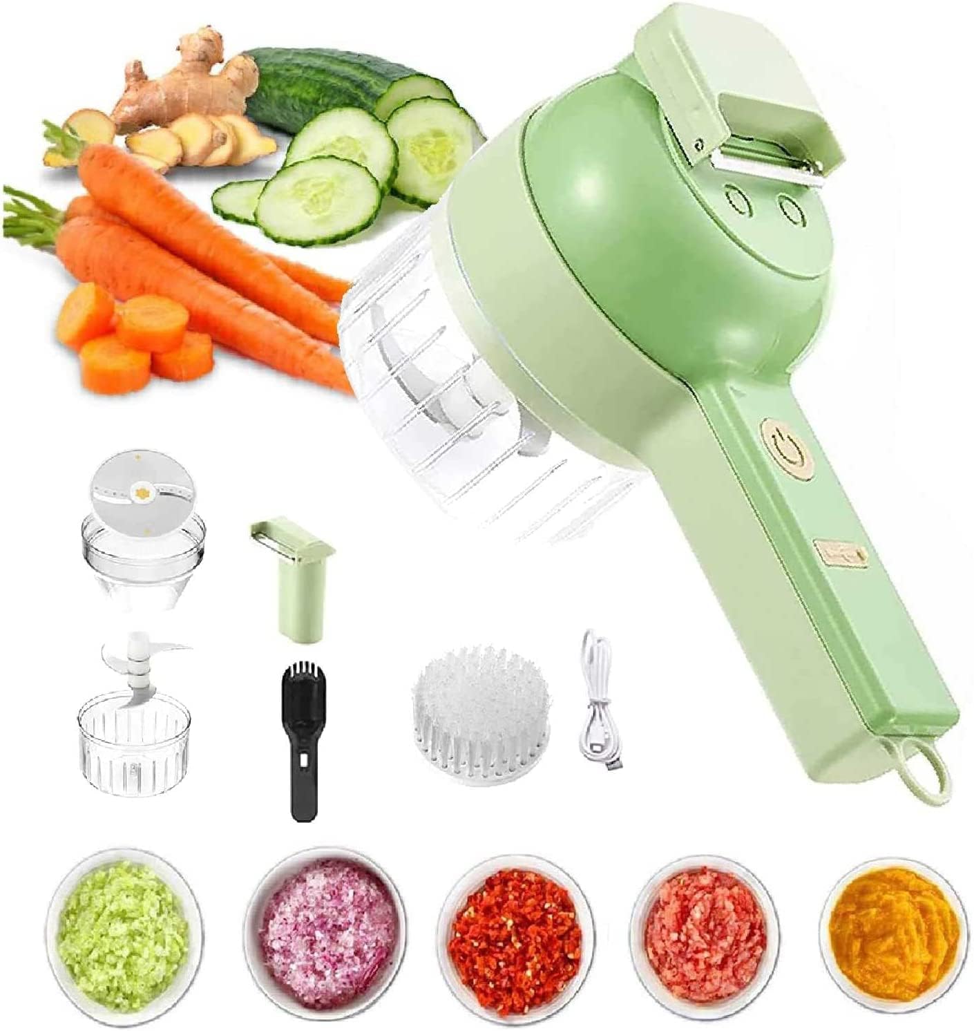 Amazon.com: TUKRKRS 4 in 1 Handheld Electric Vegetable Cutter Set, Mini ...
