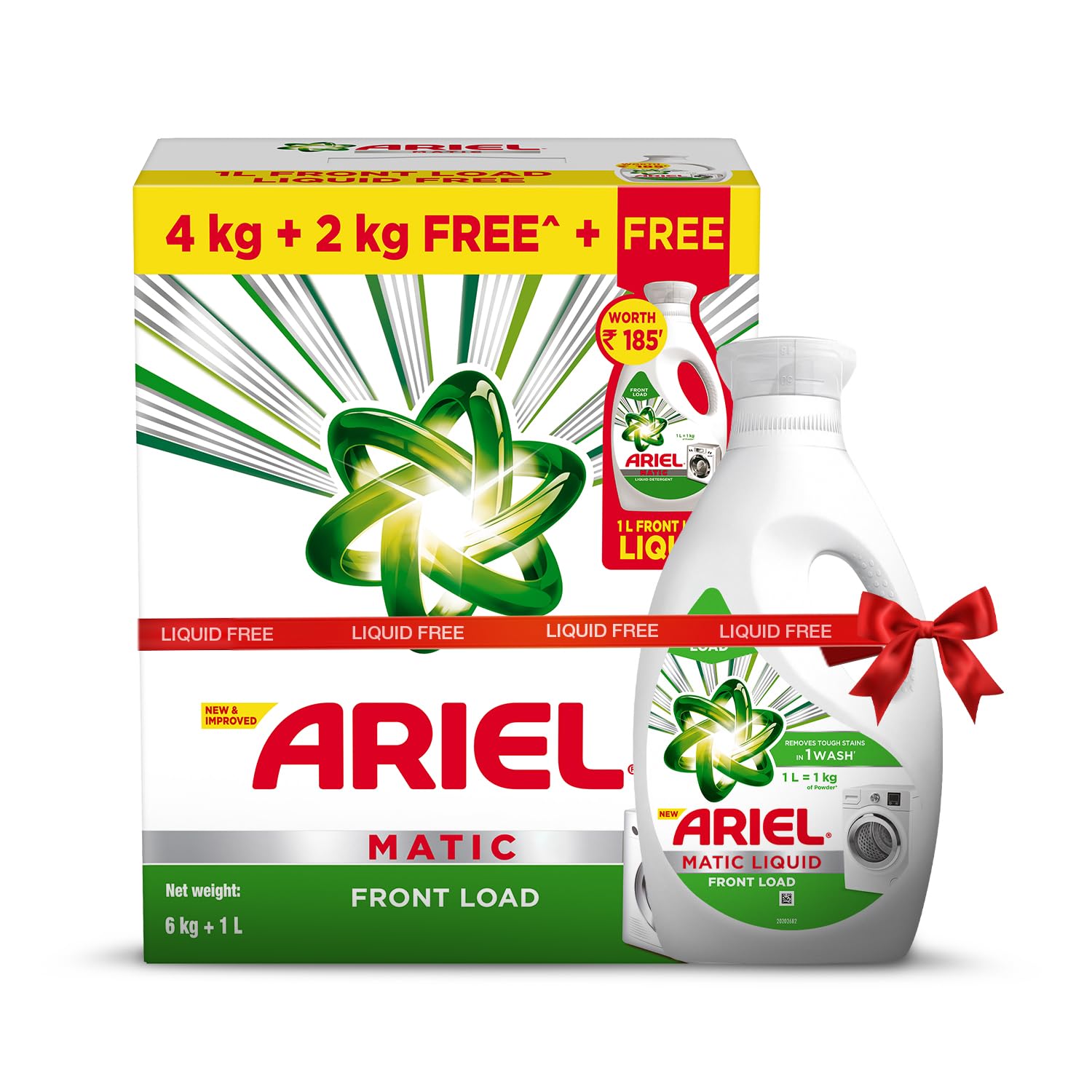 Ariel Matic Detergent Powder Front Load - 4kg + 2kg + 1l Liquid free ...