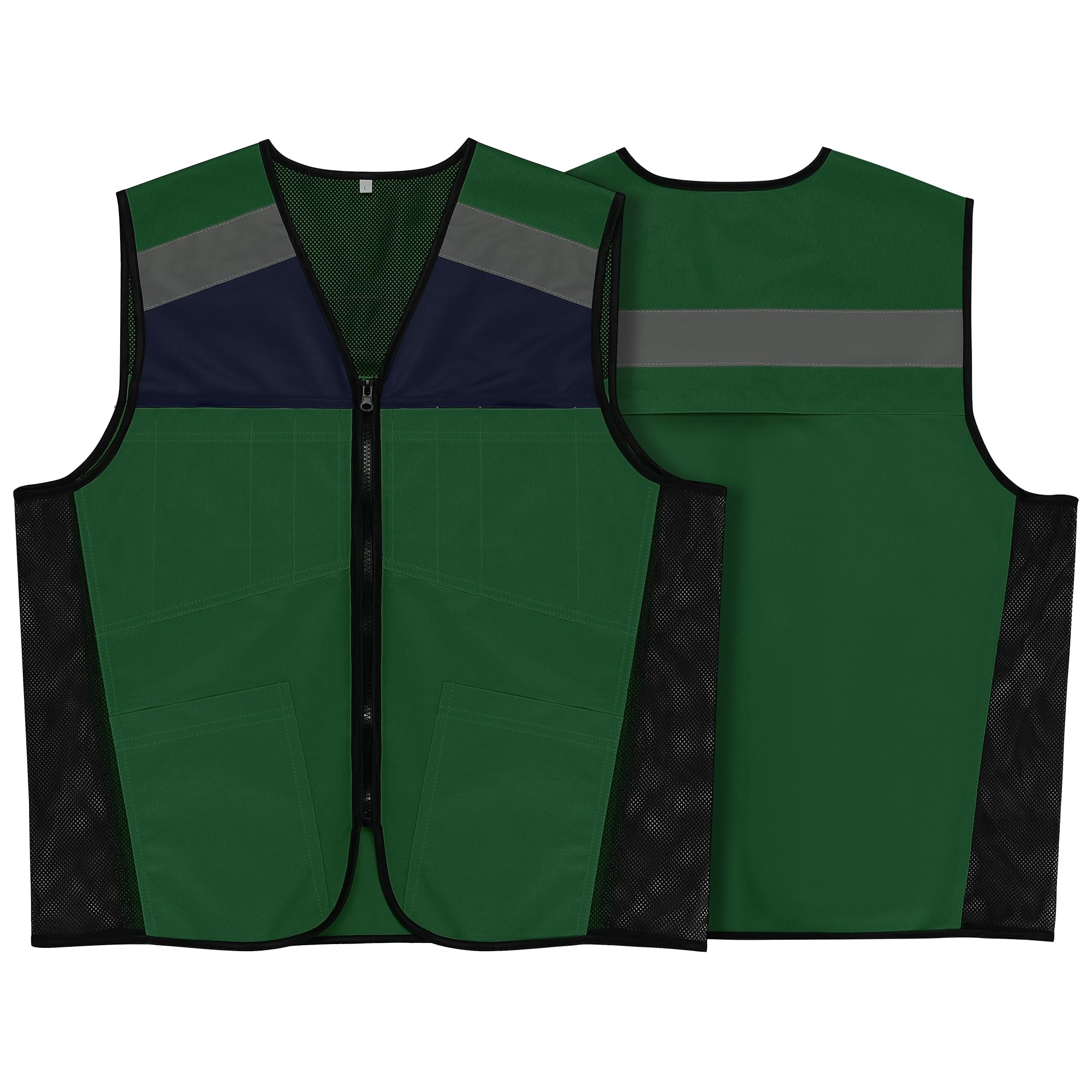 High Visibility Safety Vest with Pockets, Mic Tab, Reflective Strips ...