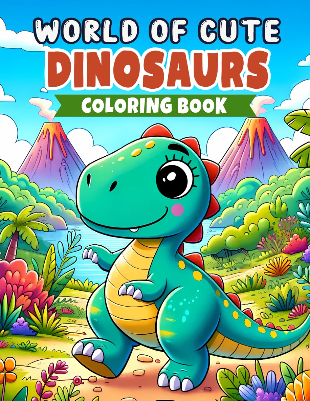 World of Cute Dinosaurs Coloring Book for Kids Ages 4-8: Fun and Easy ...