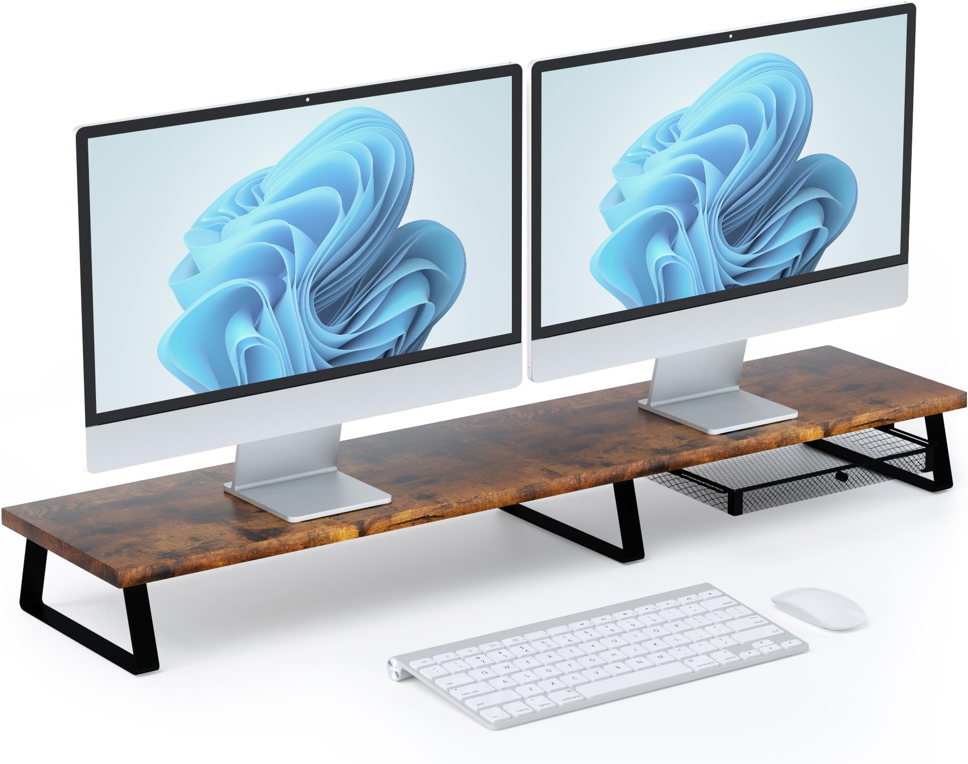 Amazon.com: "WEGASTU Solid Wood Rustic Desk Monitor Stand with Storage ...