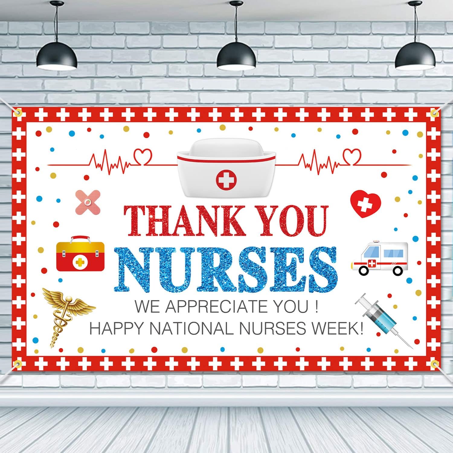 Amazon.com : JKQ Thank You Nurses Backdrop Banner 73 x 43 Inch Nurse ...