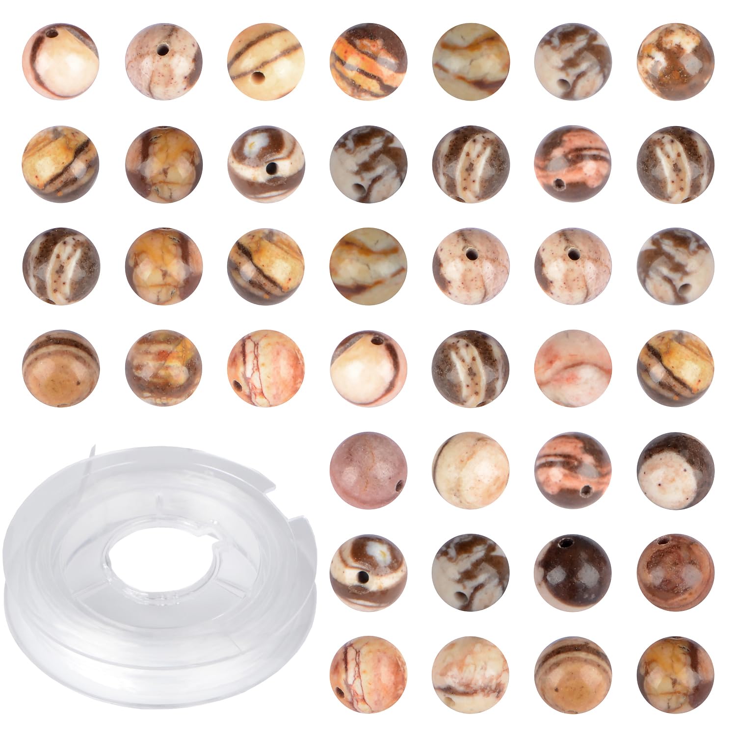 Amazon.com: CMBYN Natural Stone Beads Round Genuine Stone Beading Loose ...