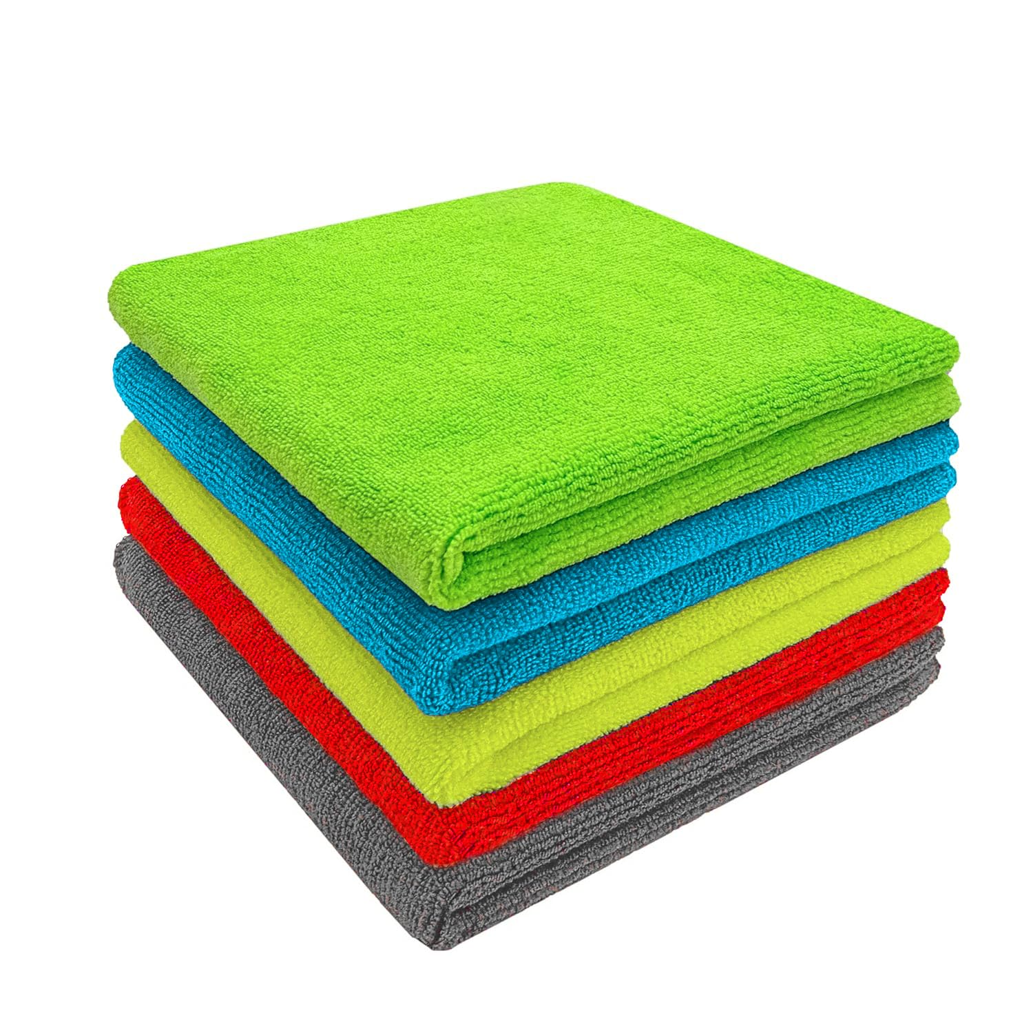 KANGAROO Microfiber Cloth Multicolor Pack of 5-40x40 cm, 350 GSM, Lint ...