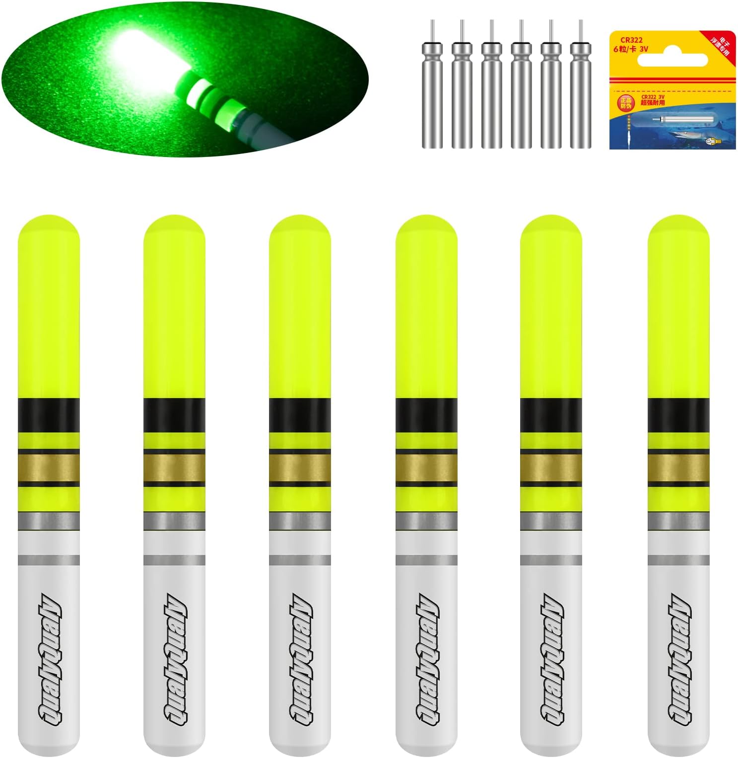 QualyQualy Fishing Glow Sticks, 6 Pcs LED Glow Sticks for Fishing with ...