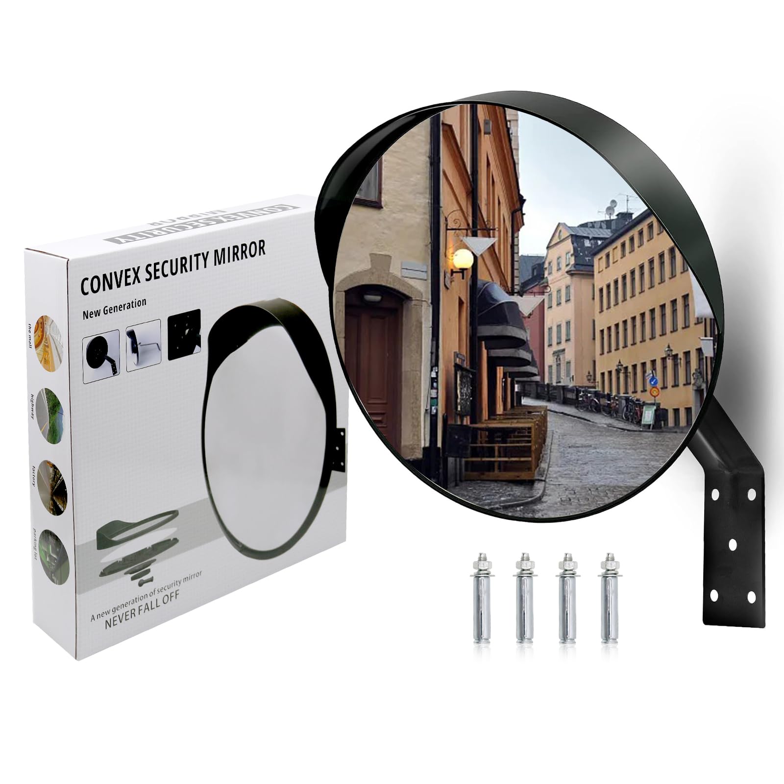 KOBSAINF 112" Convex Mirror Outdoor with Adjustable Wall Fixing Bracket ...