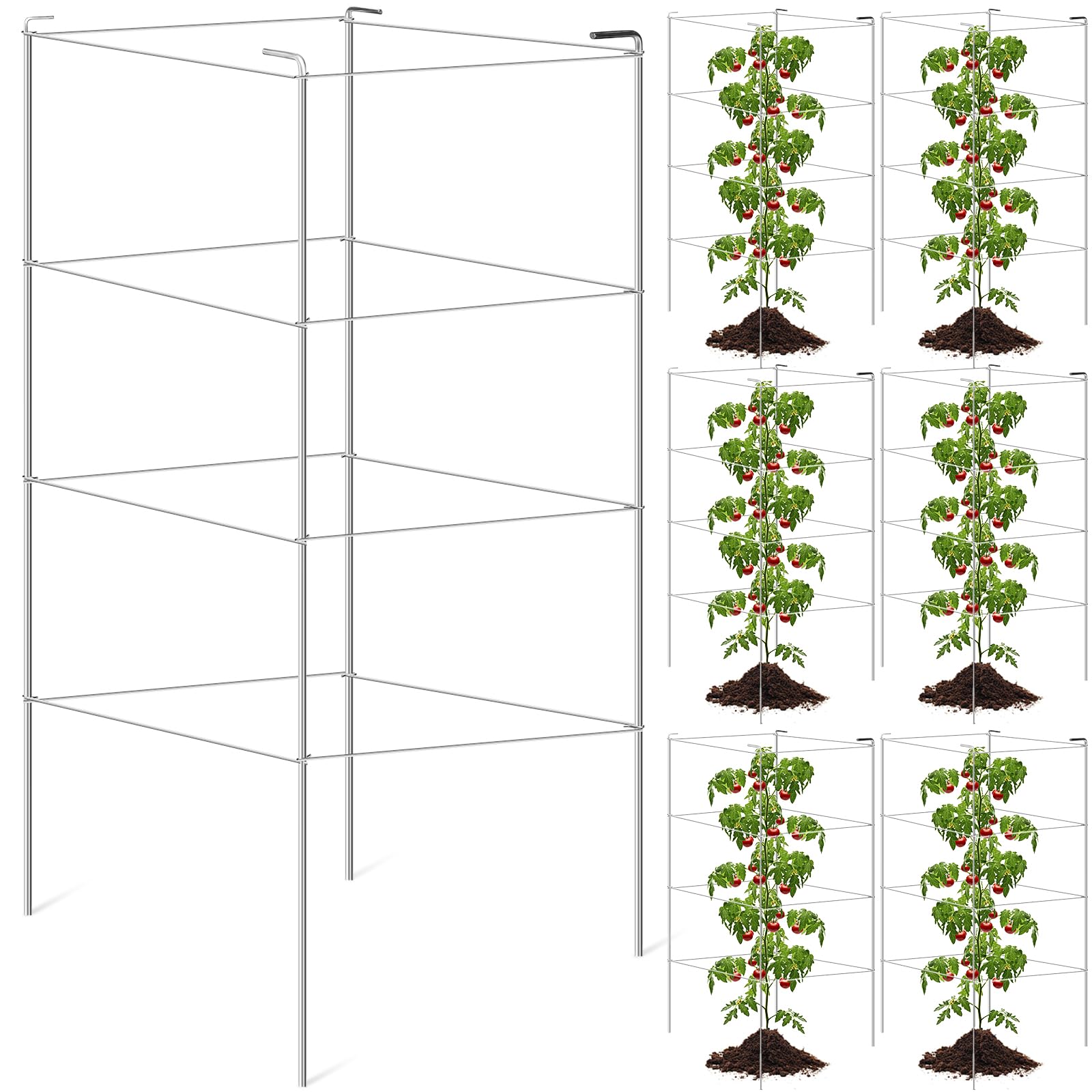 Snapklik.com : 6 Pack Square Folding Tomato Cage 39 X 18 Inches Tomato ...