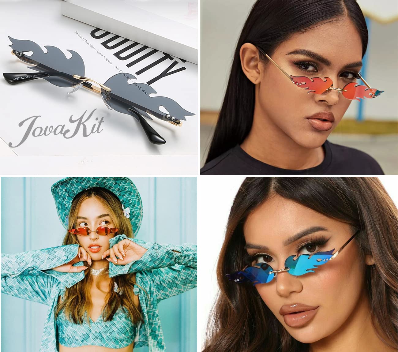 Snapklik.com : JOVAKIT Fire Flame Sunglasses For Women Men Retro ...