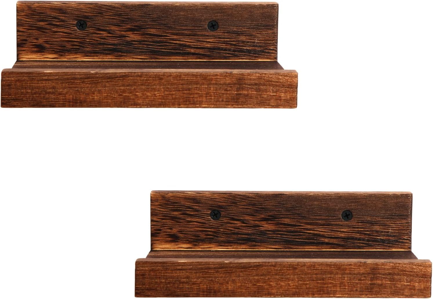 Craftsline Mini Floating Set of 2 Shelves, Small Natural Wooden Display ...