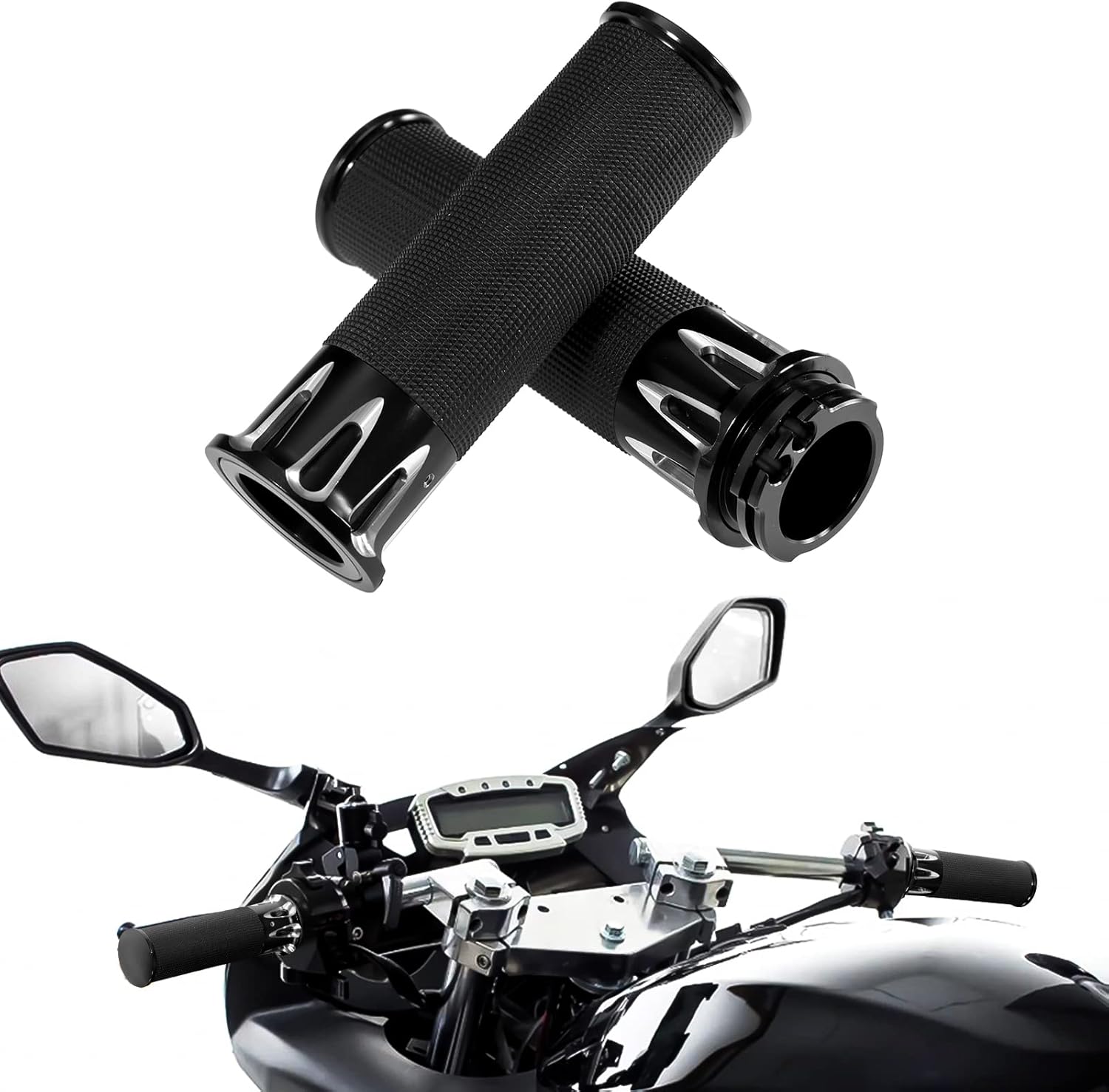 Amazon.com: OXMART Motorcycle Hand Grips 26mm/1 inch, Black Left ...