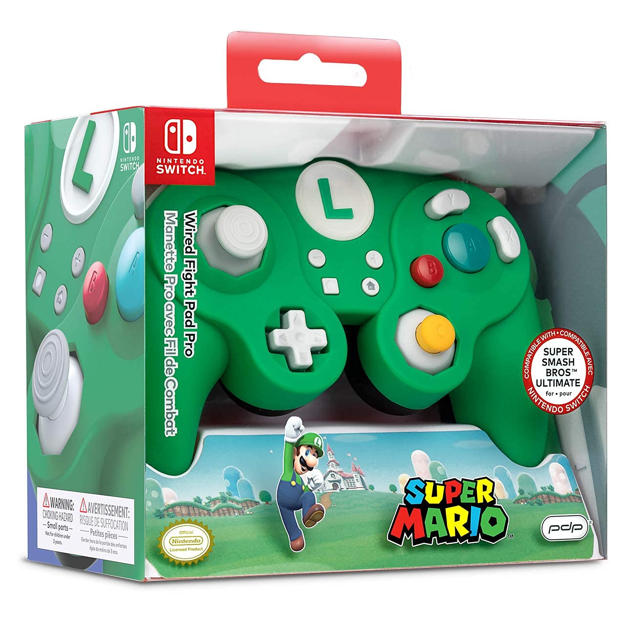 Amazon.com: PDP Gaming Super Mario Bros Luigi GameCube Wired Fight Pad ...
