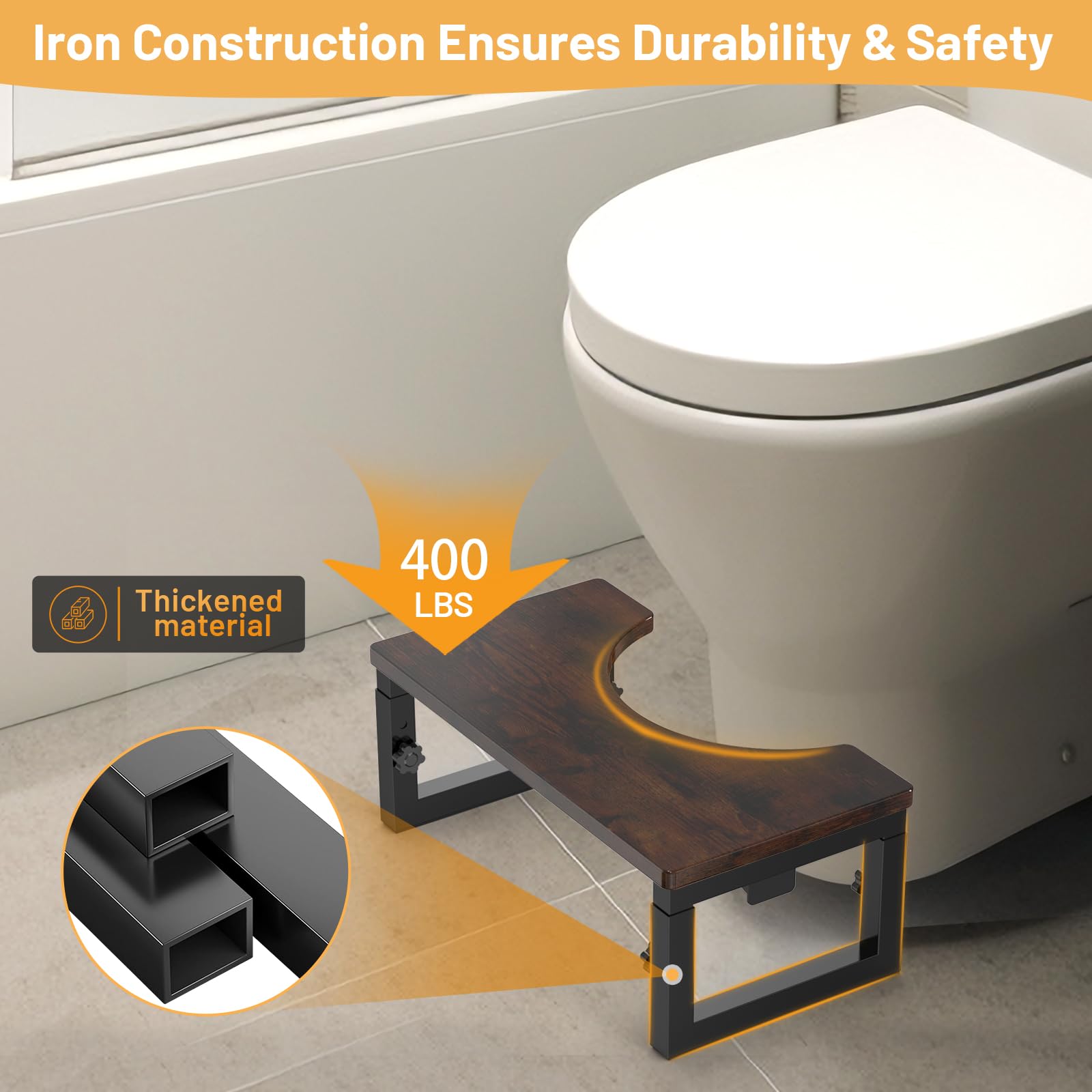 Snapklik.com : Foldable Toilet Stool, 6" And 7" Wood Poop Stool For ...