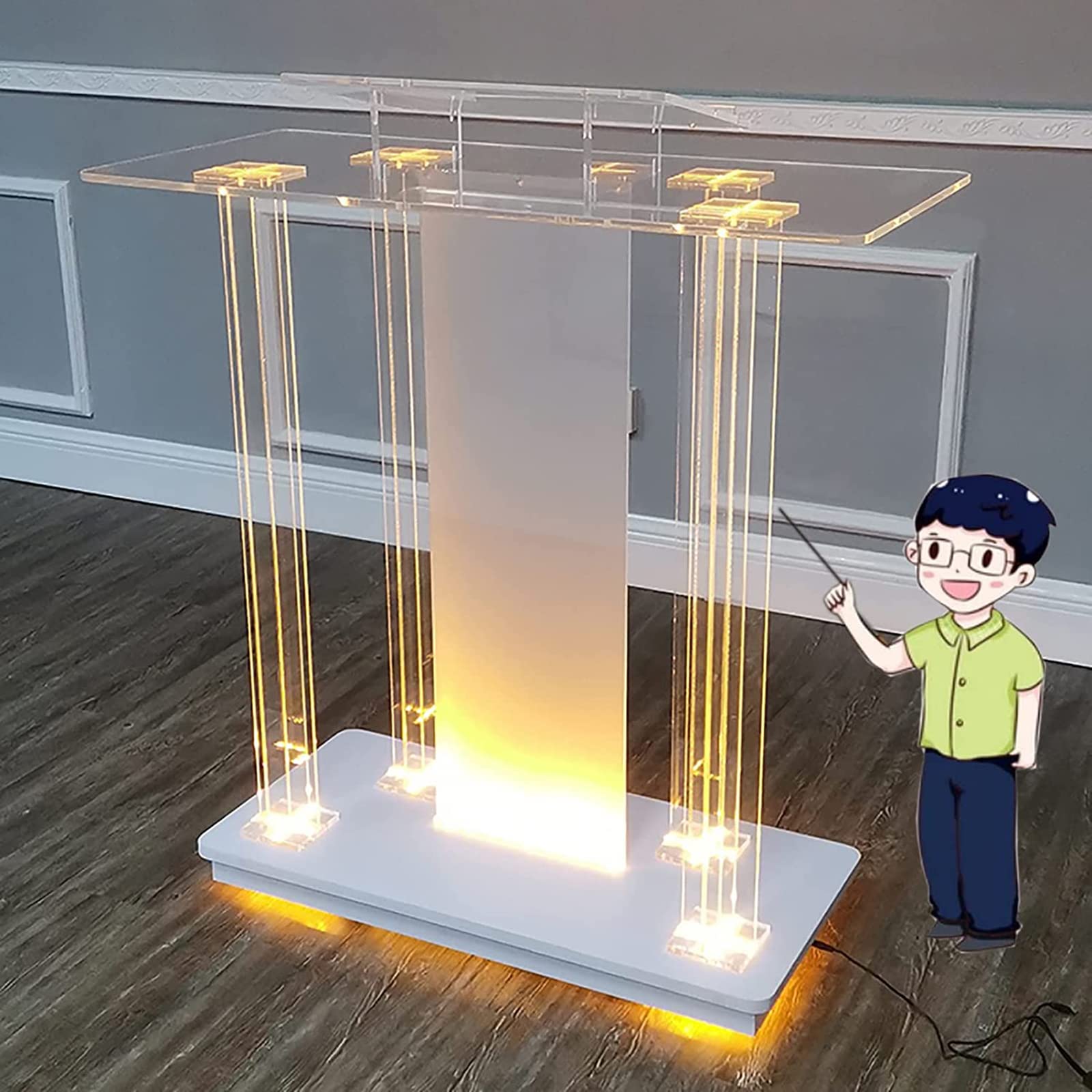 Buy ALLWIN Pulpits for Churches, Led Acrylic Podium with Light, Rolling ...