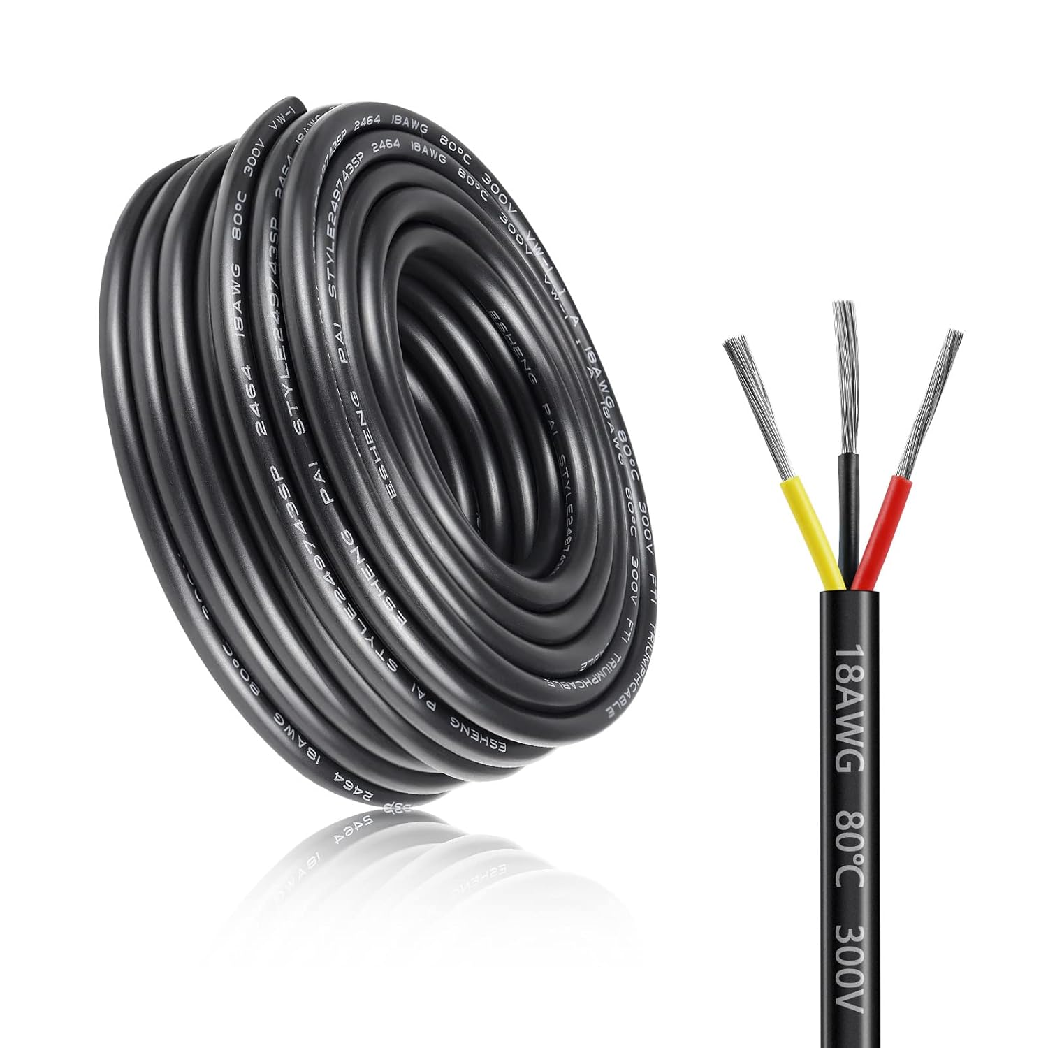 18 Gauge Wire 3 Conductor Electrical Wire, 18M/59ft 12V Low Voltage ...
