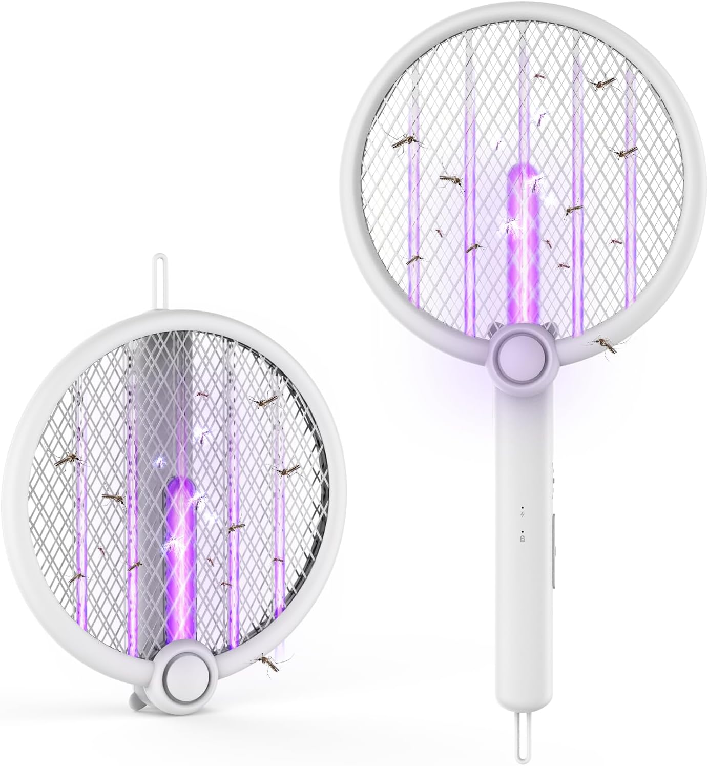 FASHFACE - Matamoscas eléctrico, 3500 V, plegable, 2 en 1, 1200 mAh ...