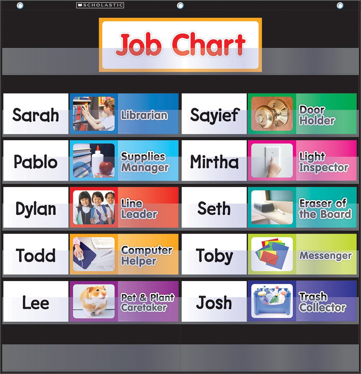 Class Jobs - Black Pocket Chart: Amazon.co.uk: Scholastic Inc ...