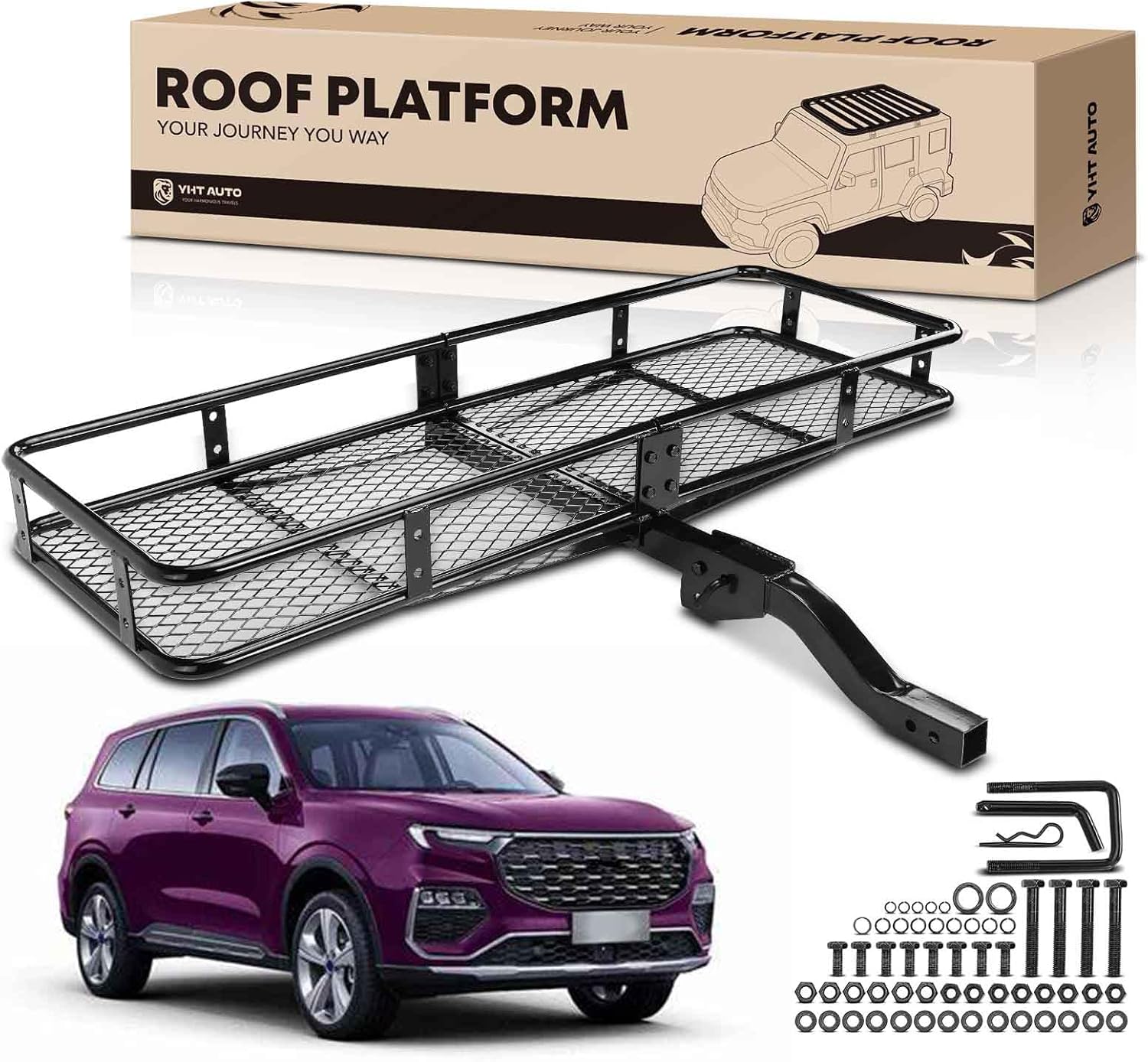 Amazon.com: YHTAUTO 60" x 21" x 8.5" Tow Folding Trailer Hitch Cargo ...