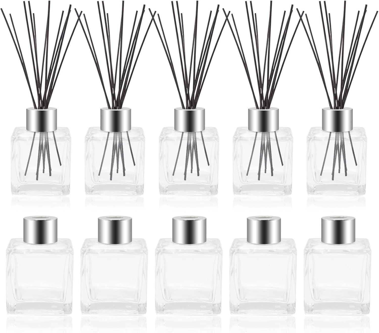 Amazon.com: 10 Pcs Reed Diffuser Bottle Empty Square Glass Diffuser Bottles with Silver Caps 1 ...