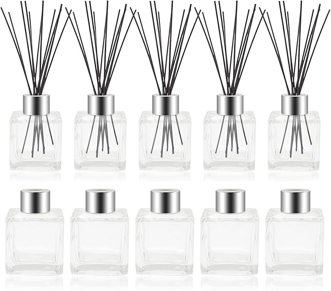 Amazon.com: 10 Pcs Reed Diffuser Bottle Empty Square Glass Diffuser ...