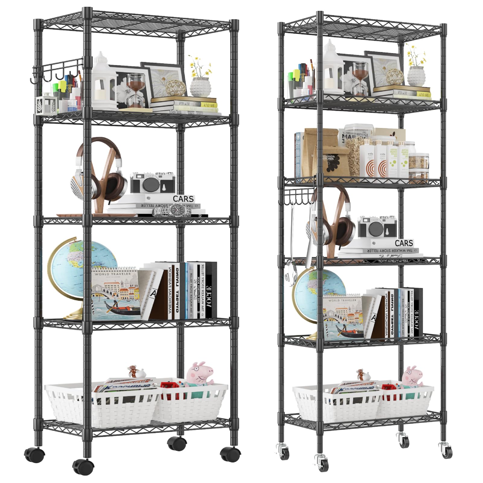 Amazon.com: Homdox 5 Tier Adjustable Metal Shelving and 6 Tier Wire ...