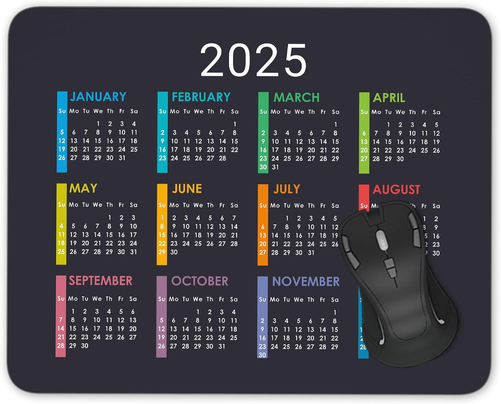 Amazon.com: Black 2024 Calendar Mouse pad Gaming Mouse pad Mousepad ...