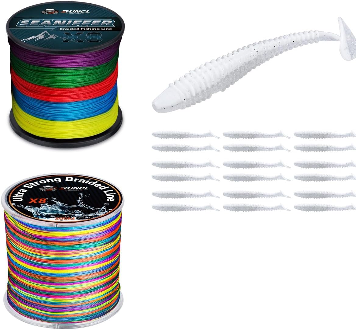 Amazon.com : RUNCL 4Inch Swimbaits Paddle 20PCS, 328yds 8X Braided ...