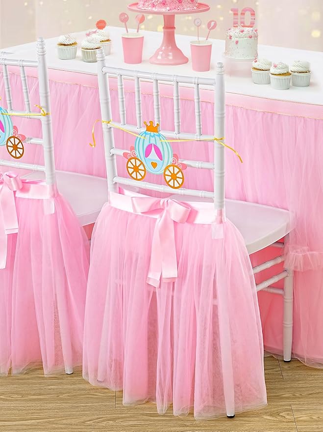 Amazon.com: QueenDream Pink Skirt for Girls Chair Tulle Skirt with Sash ...