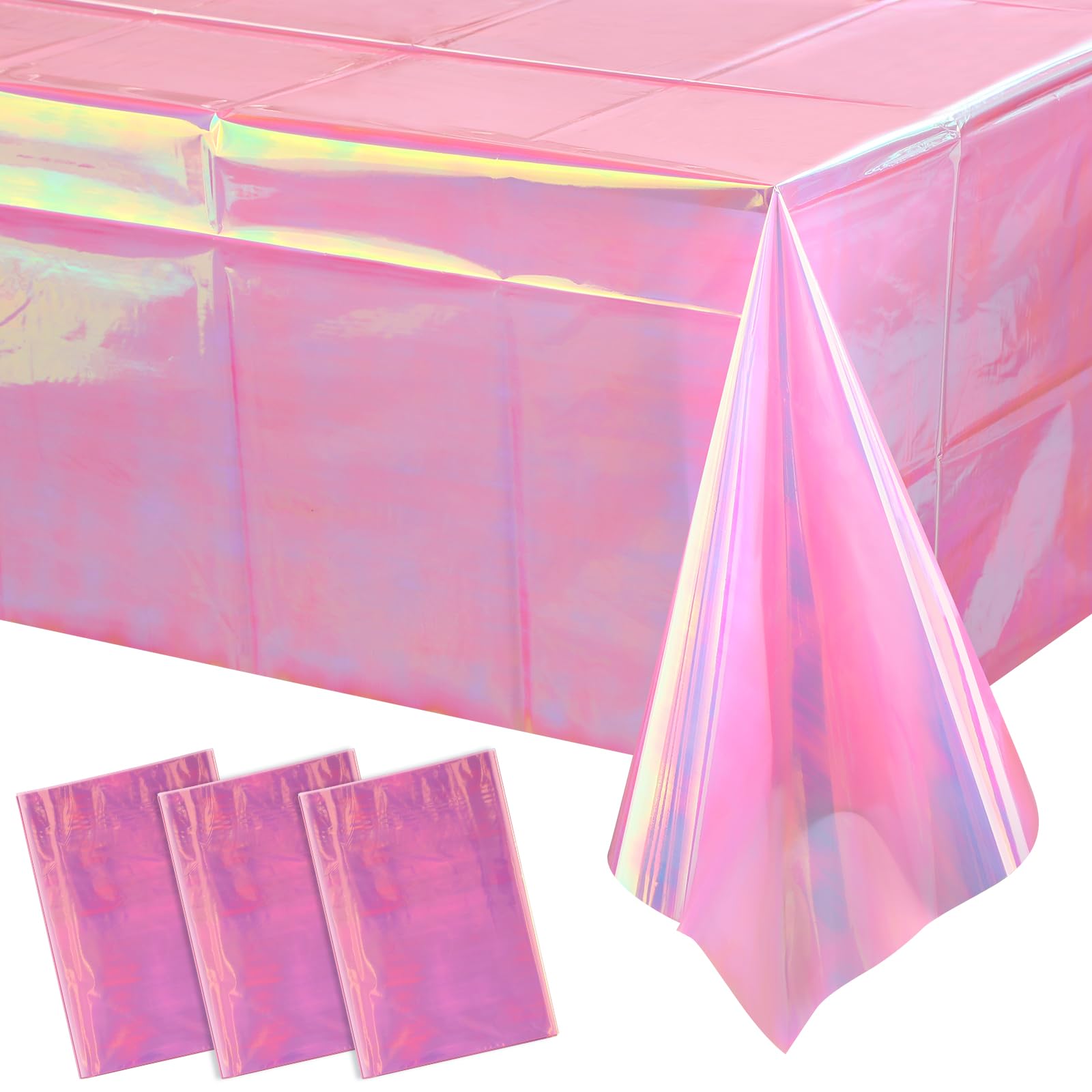 Amazon.com: 3 Pack Iridescent Plastic Tablecloth, Shiny Disposable ...