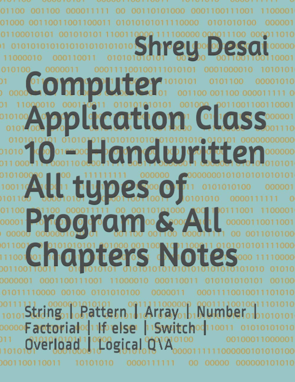 Buy Computer Application Class 10 - Handwritten All types of Program ...